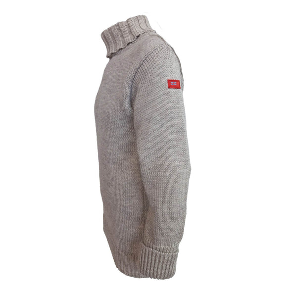 Grampian Oiled Wool Pullover | British Wool Roll Neck Jumper - Natural Man