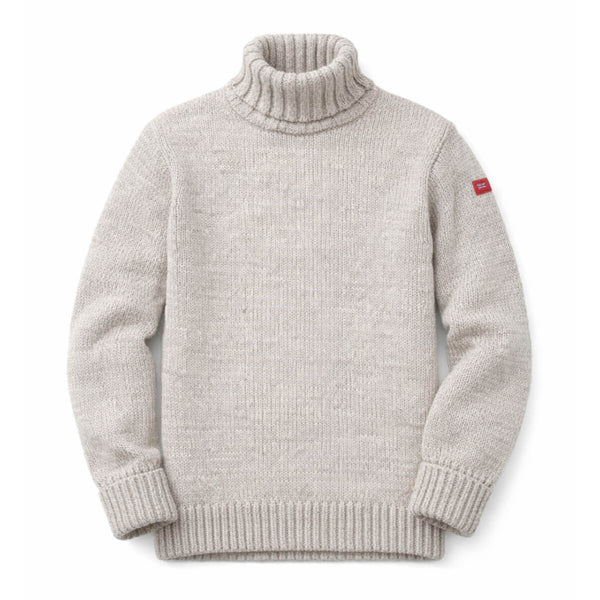 Grampian Oiled Wool Pullover | British Wool Roll Neck Jumper - Natural Man